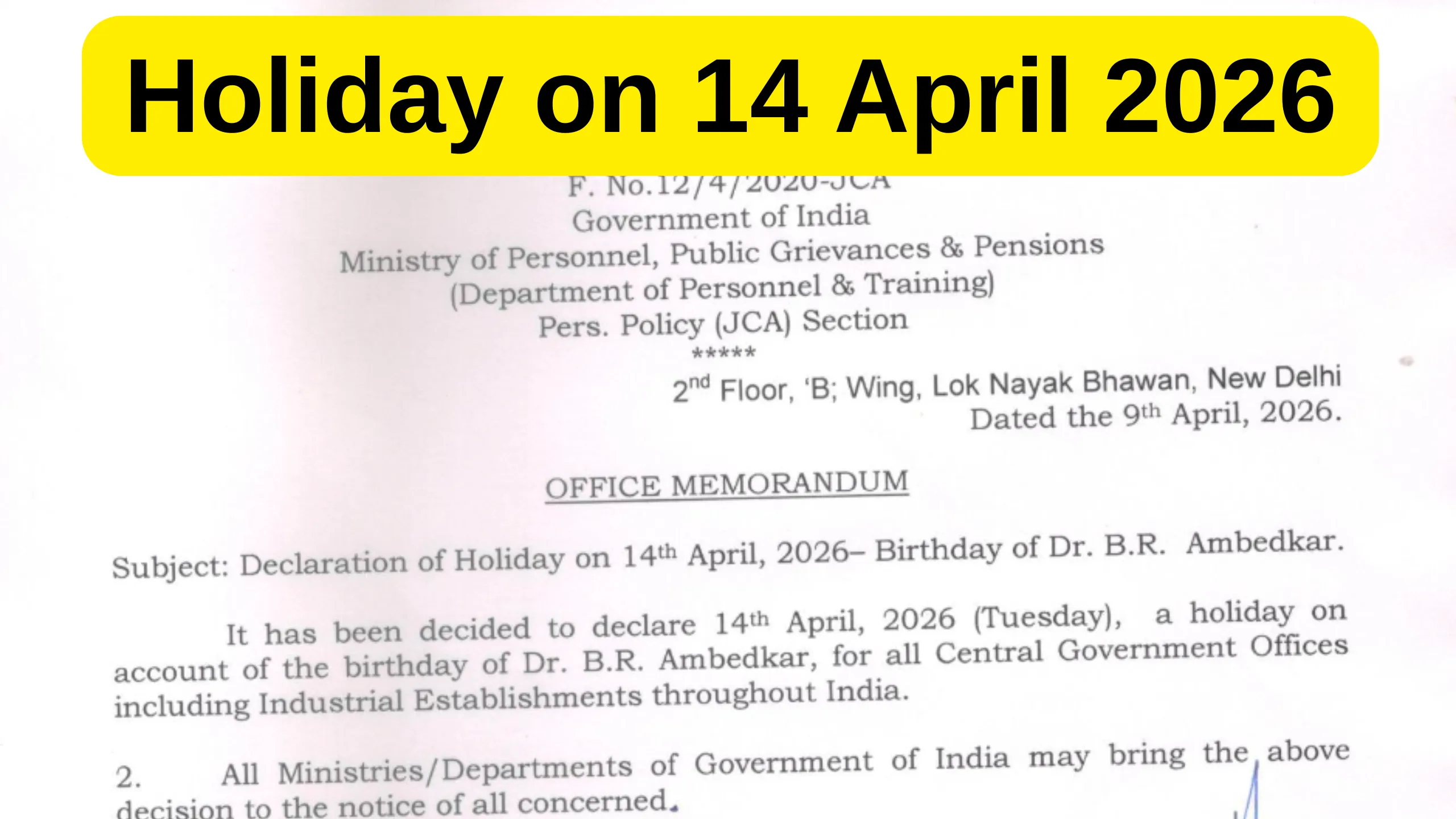Govt Declares Holiday On 14 April For Ambedkar Jayanti Will Banks Be
